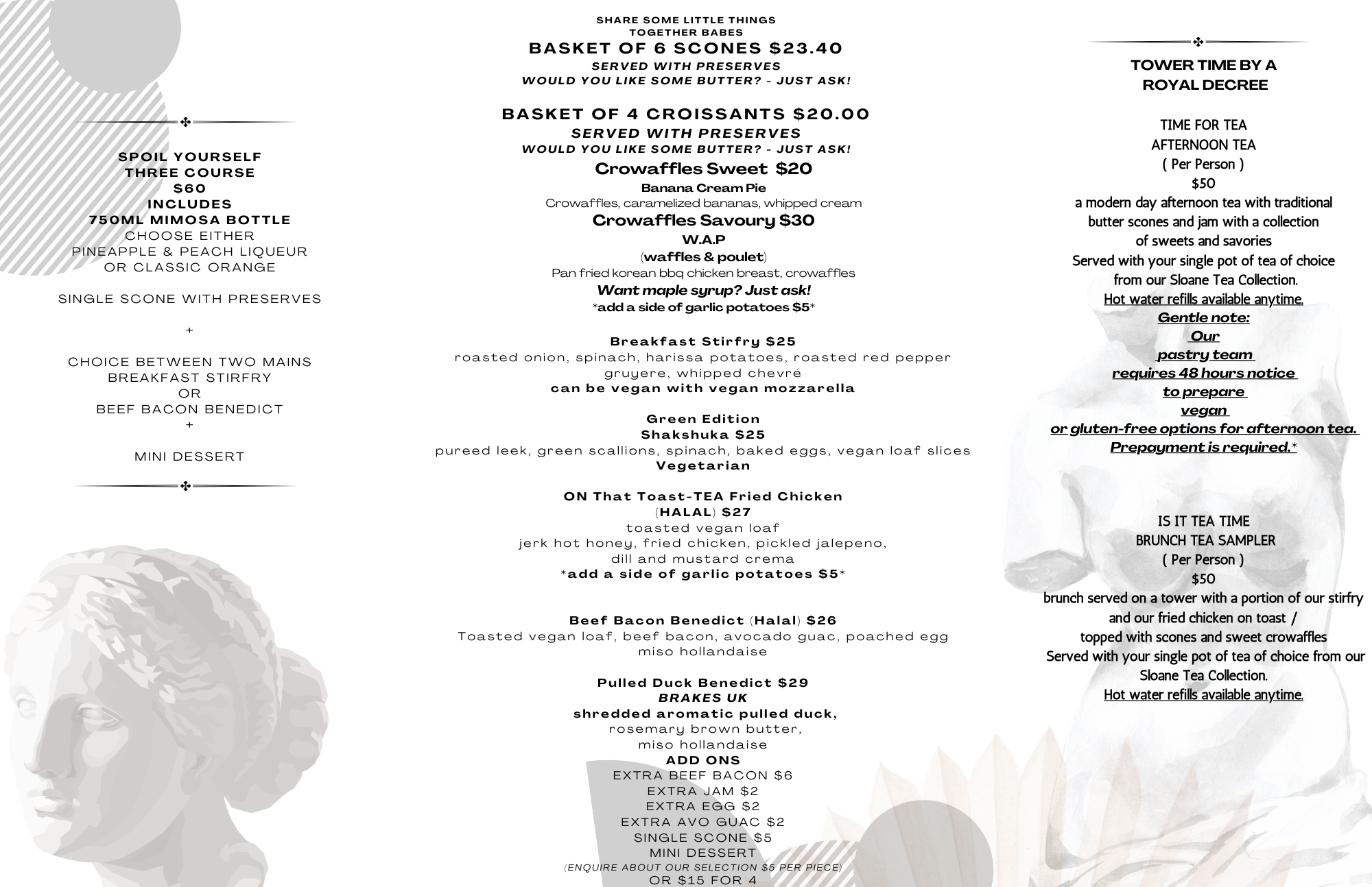 MENUS - Vanitea Rooms