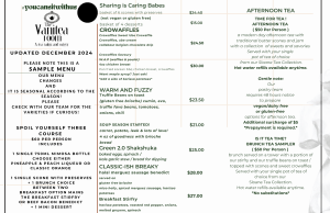 MENUS - Vanitea Rooms